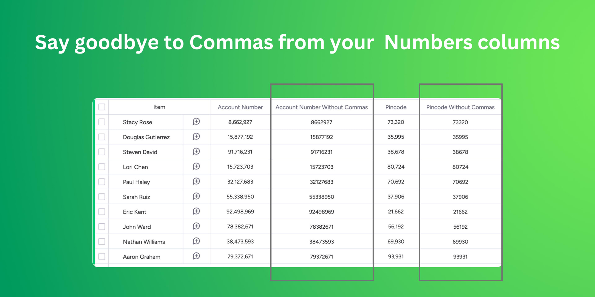 Numbers Column Without Commas • apps for monday.com